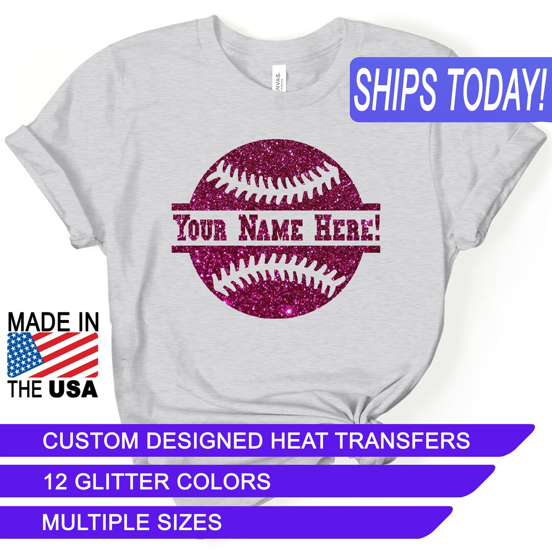 Glitter Custom Solid Baseball, Heat Transfers, Custom Designed Iron On ...
