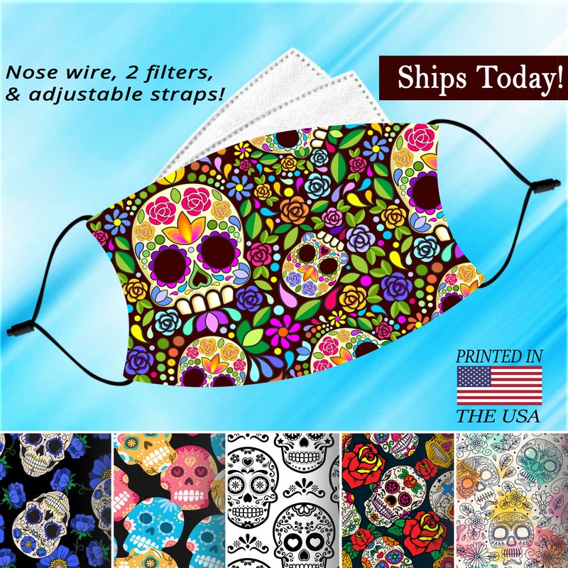 Sugar Skull Face Mask - Etsy