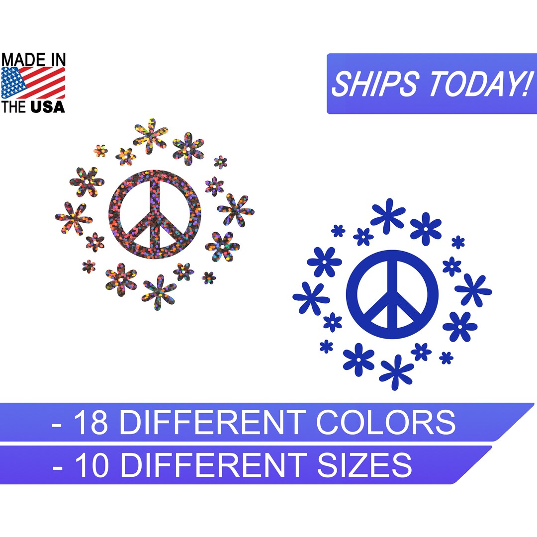 Flower Peace Sign, Vinyl Decal, Peace Decal,silver Glitter,cooler ...
