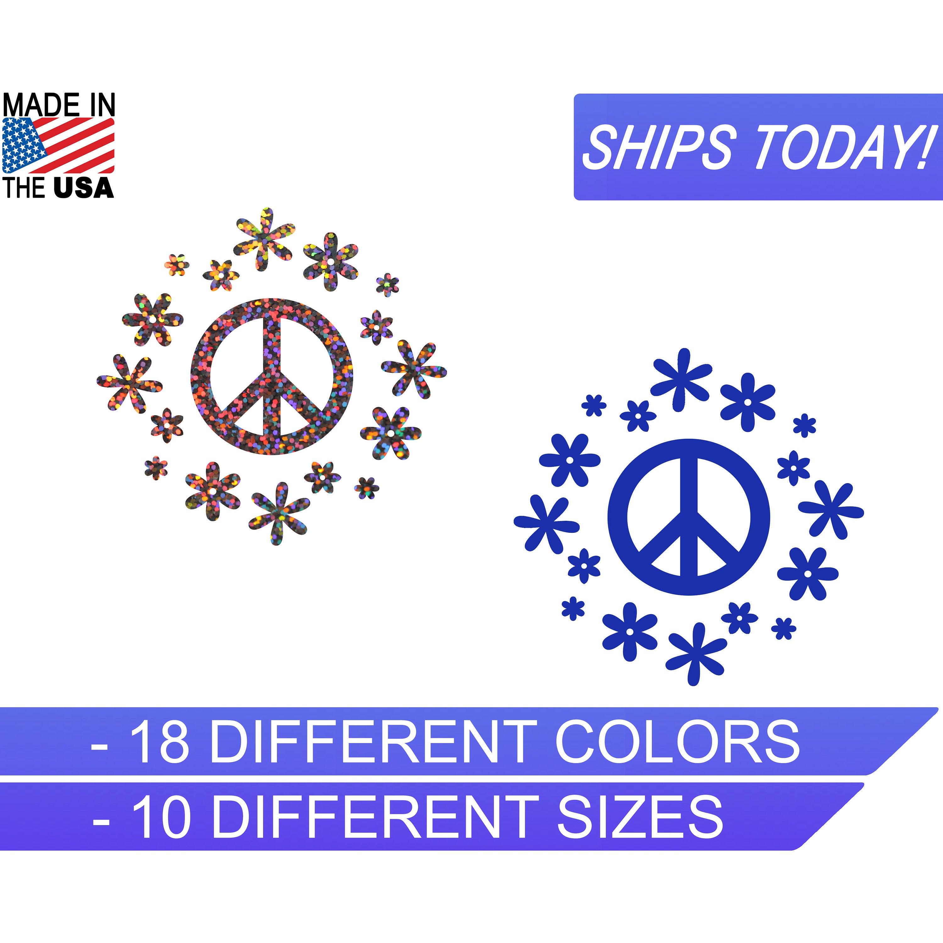 Flower Peace Sign, Vinyl Decal, Peace Decal,silver Glitter,cooler ...