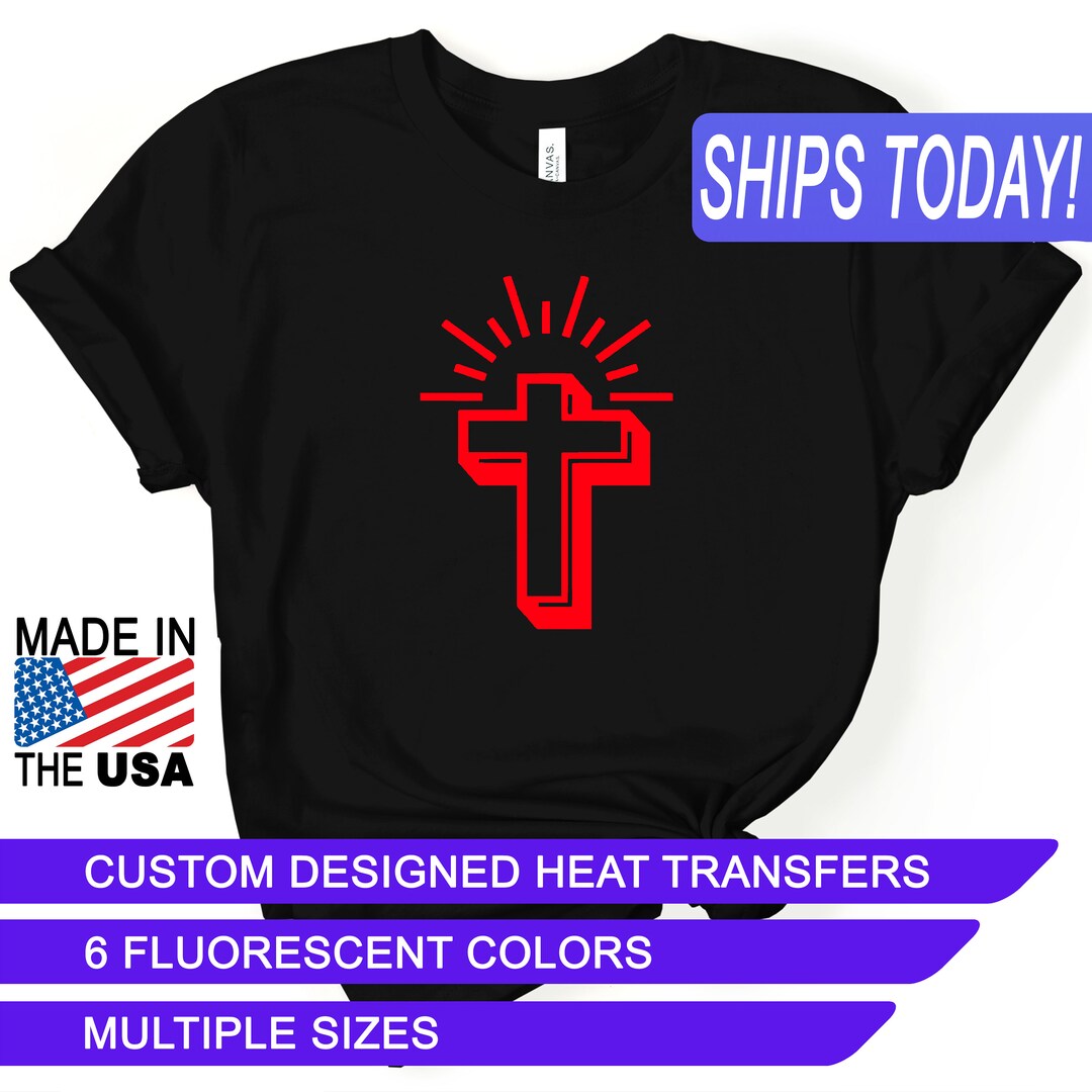 Fluorescent Cute Cross, Crucifix,heat Transfers, Custom Designed Iron ...
