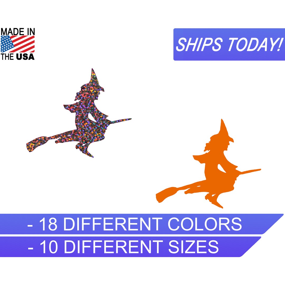 Witch, Vinyl Decal, Halloween Decal,silver Glitter,cooler Decals ...