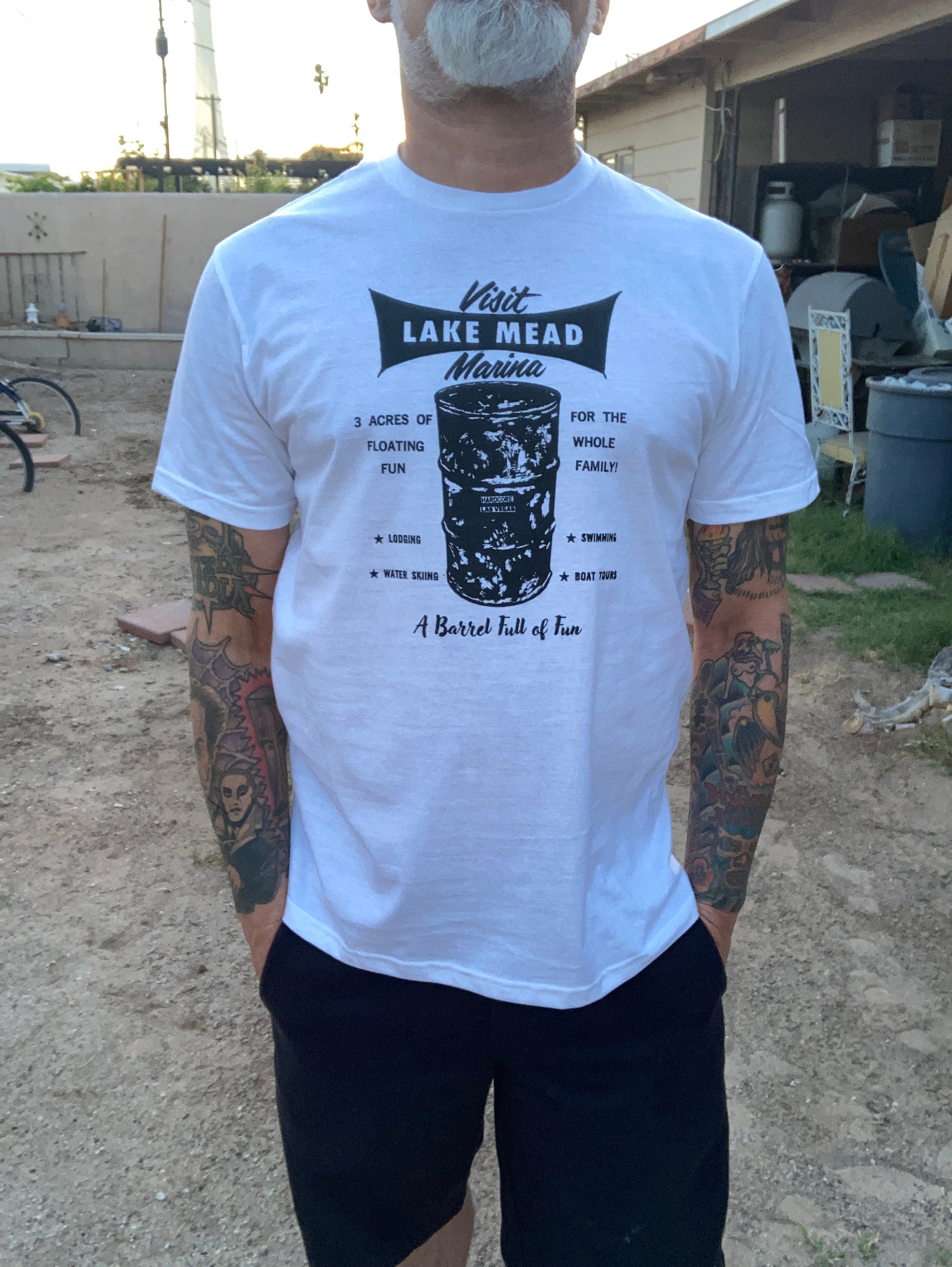 The Visit Lake Mead “A Barrel Full of Fun” White T-shirt - Etsy