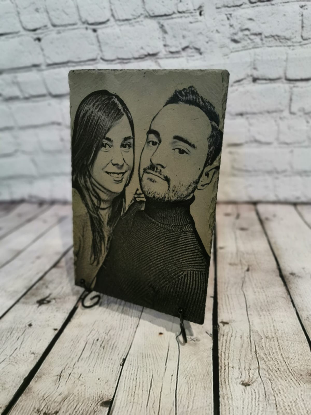 Personalized Slate Engraved Photo Portrait Minimalist Black Custom ...
