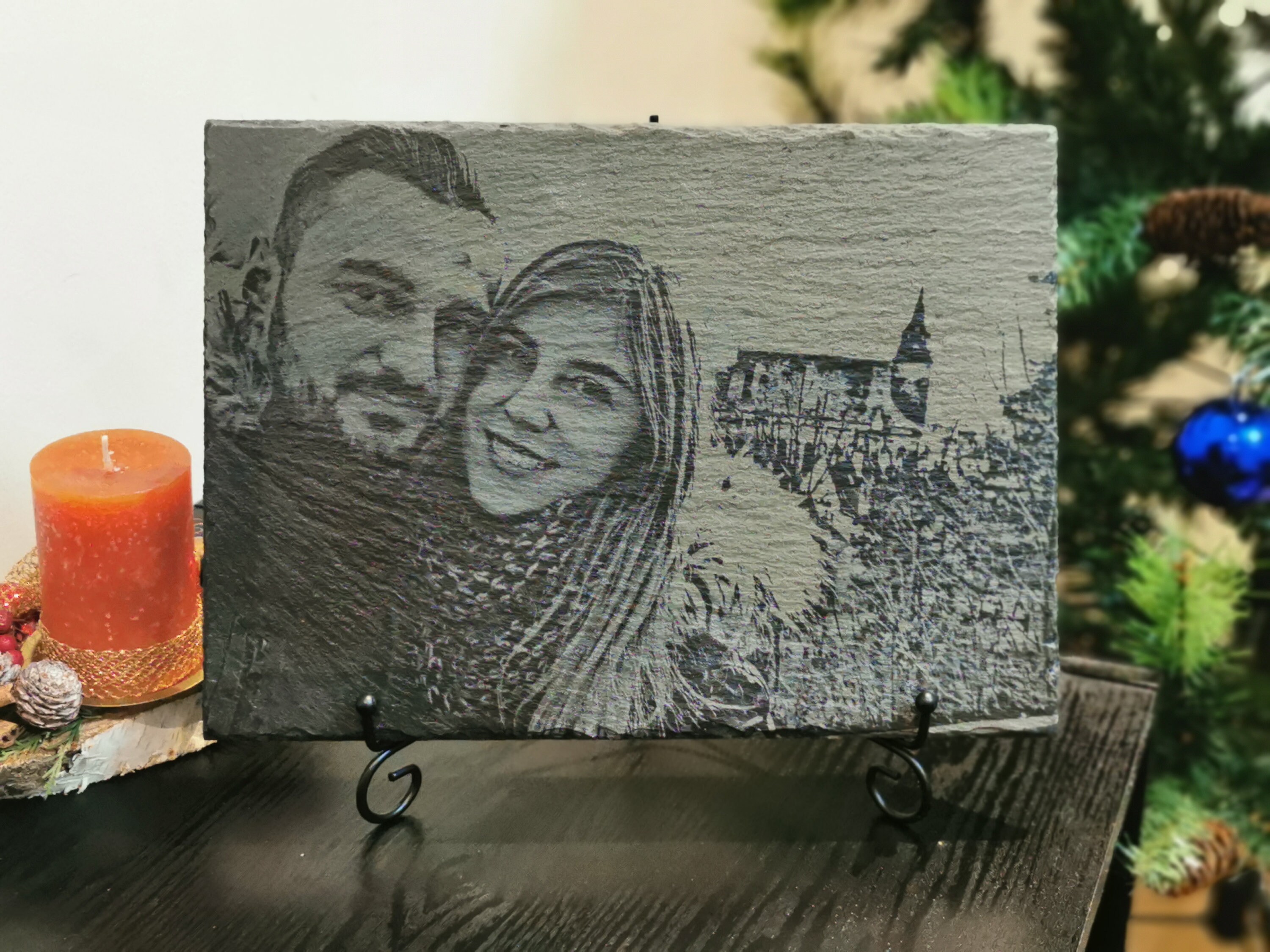 Personalized Slate Engraved Photo Portrait Minimalist Black - Etsy