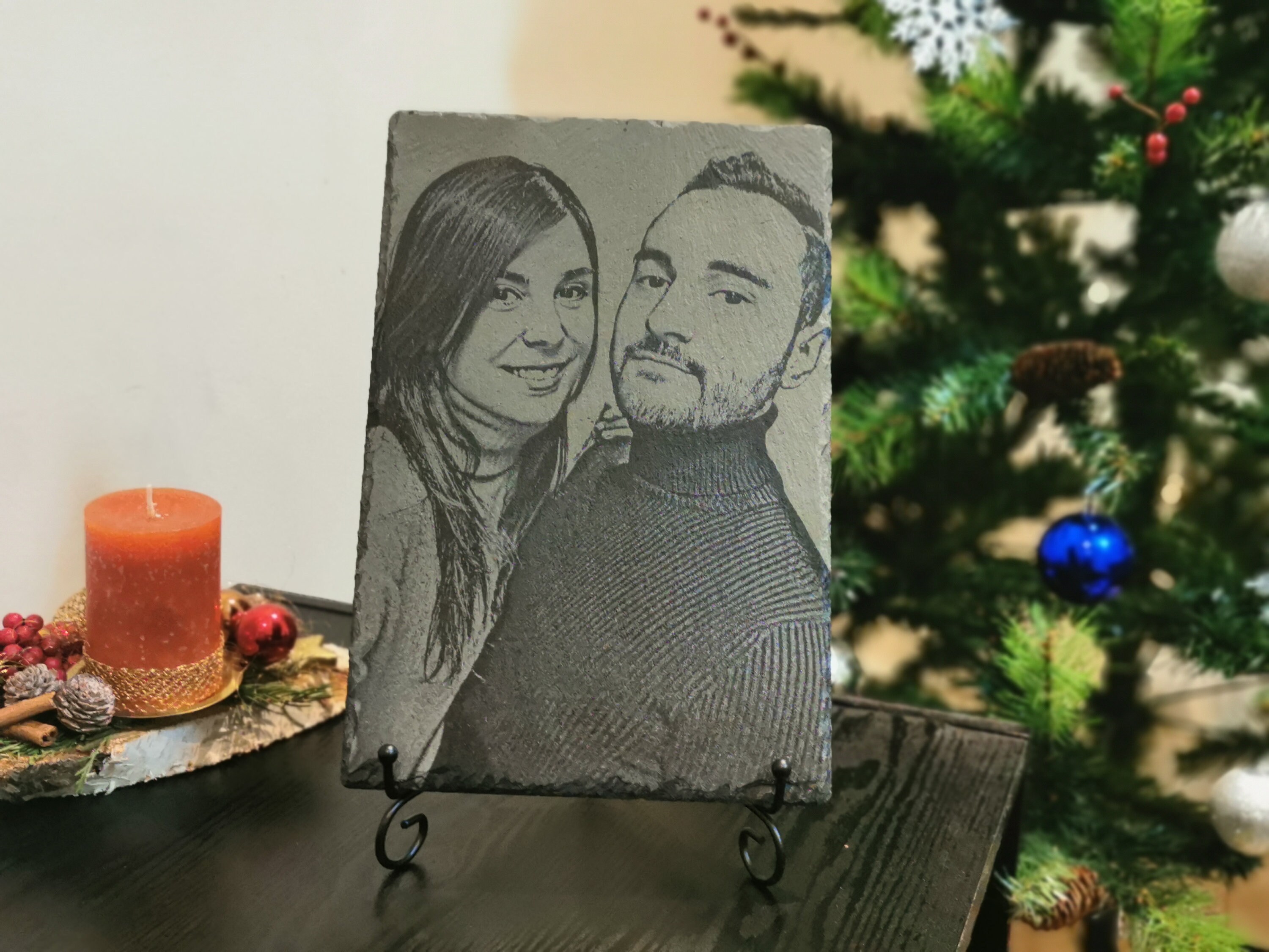 Personalized Slate Engraved Photo Portrait Minimalist Black - Etsy