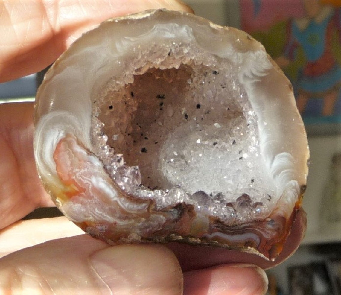 Natural Half Geode With Black Needle Crystals of Gothite on - Etsy