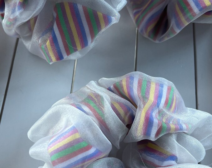 Saekdong Stripe, Oversized Chiffon and Hanbok Scrunchie,, Hanbok Fabric, Silk, Chiffon ...