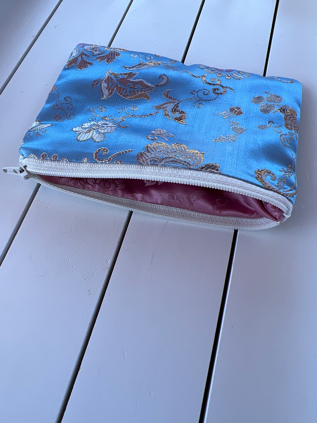 Baby Blue Zip Pouch, 6x5, Hanbok, Korean, Korea, Lined Pouch. Change ...