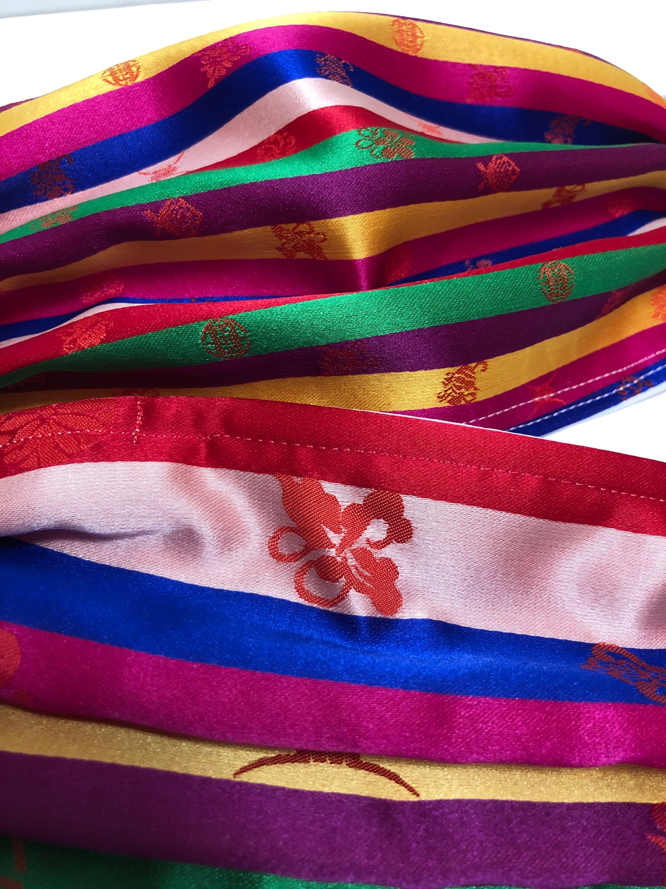 2 Types Striped Korean Hanbok face mask with Symbols Fancy | Etsy