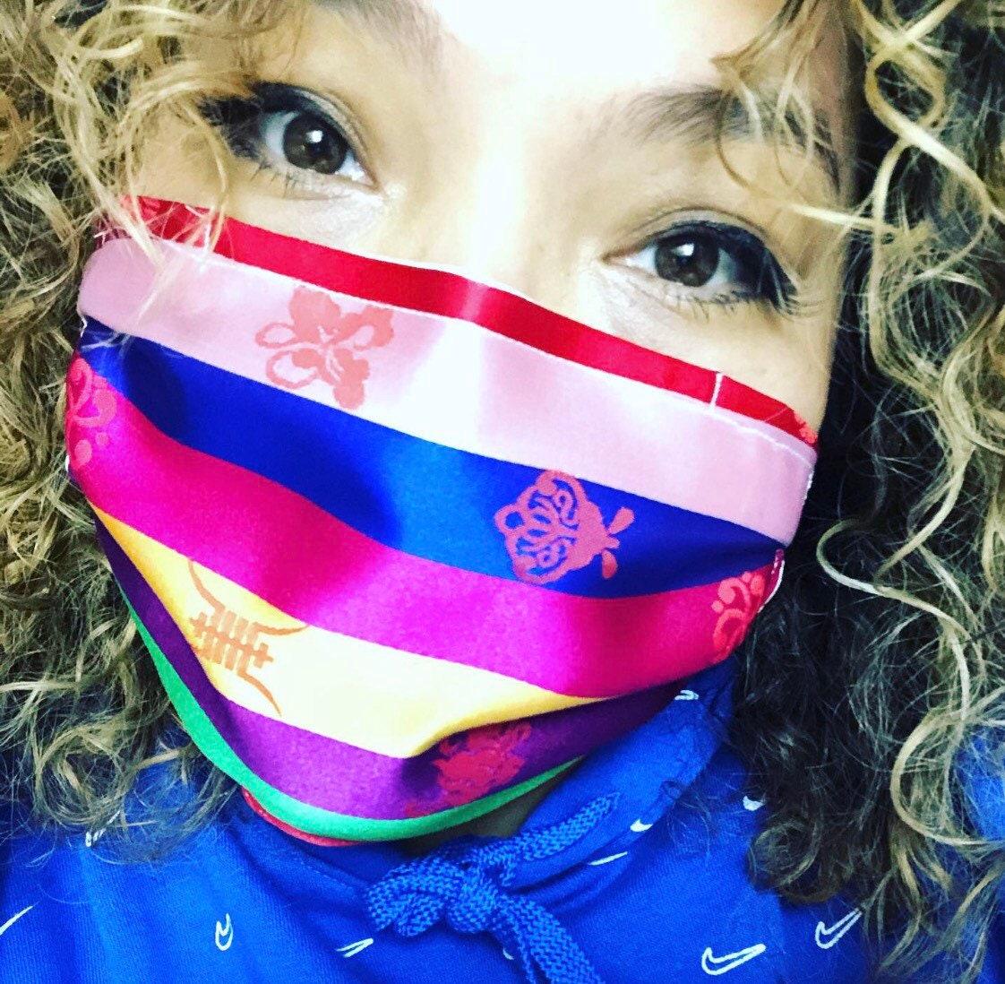 2 Types Striped Korean Hanbok face mask with Symbols Fancy | Etsy