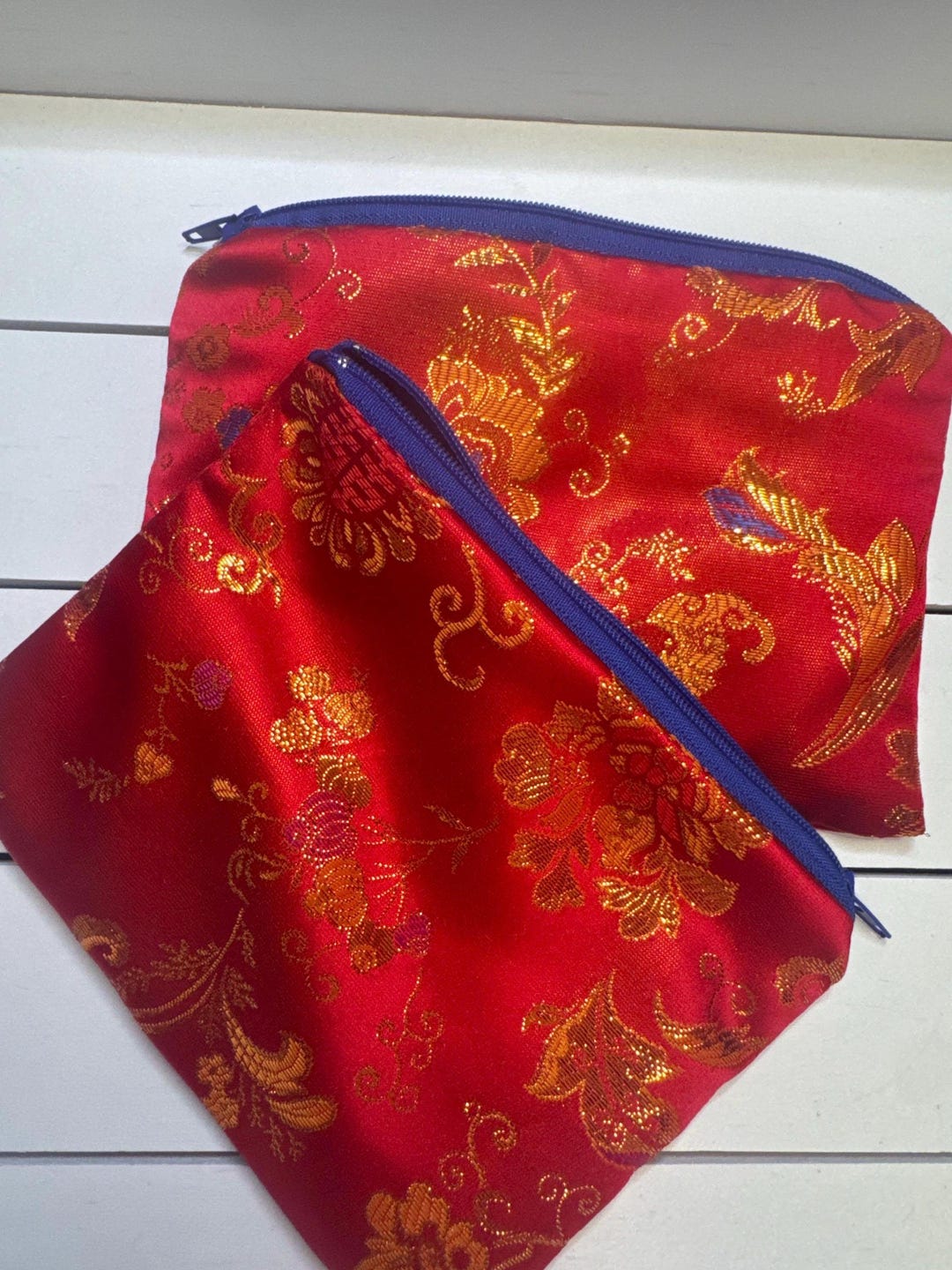 Hanbok Lined Pouch: Red & Navy Korean Change Purse - Etsy