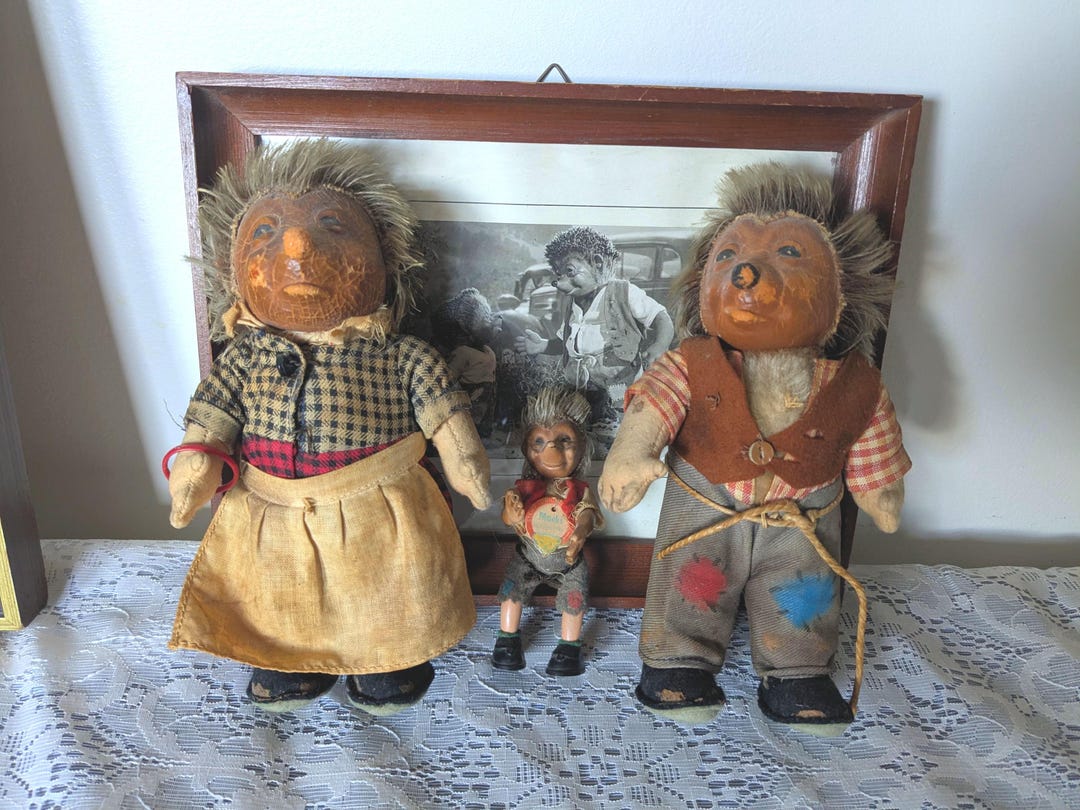 Vintage Steiff Mecki & Micki Hedgehog Dolls: 1950s German Collectibles ...