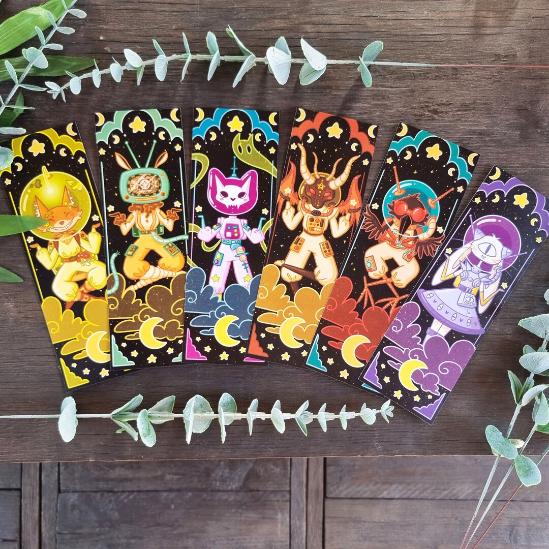 Spooky Astronaut Bookmarks - Cute Space Animals Bookmark Set - Etsy
