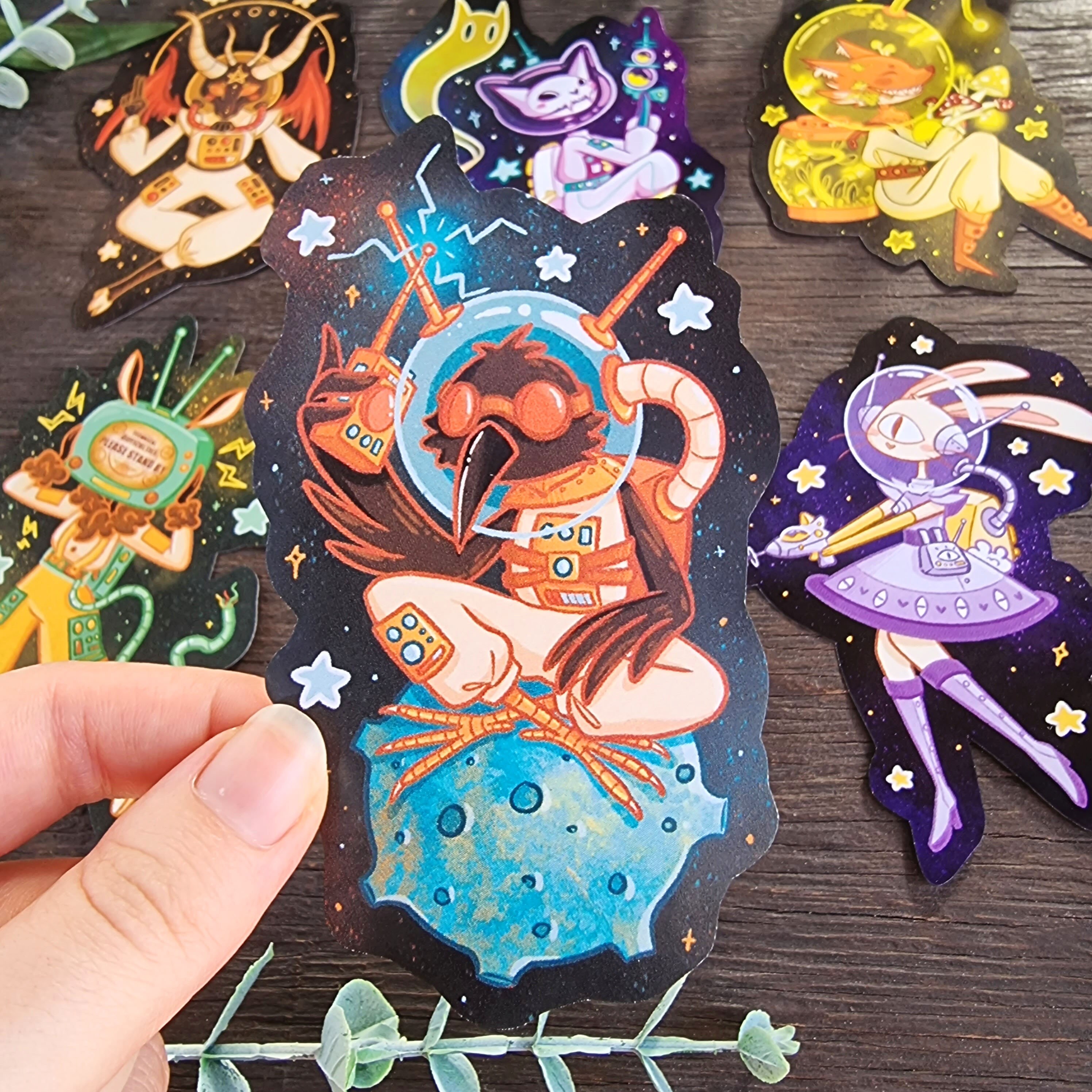 Spooky Astronaut Sticker Set - Cute Space Animals Pack - Etsy