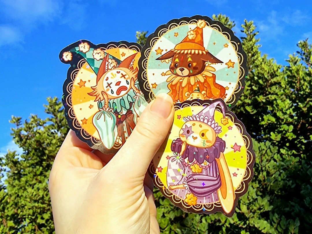 Waterproof Sad Clown Stickerset With Glitter :D - Cute Bunny and Cat ...