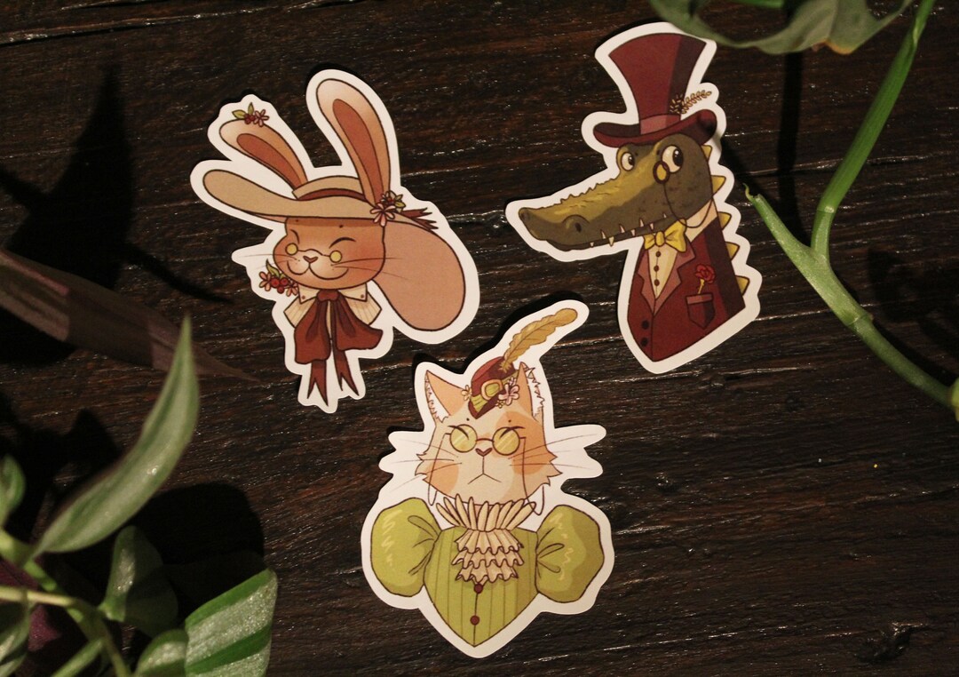 Victorian Animals Sticker Set Vintage Bunny Crocodile and Cat Stickers ...