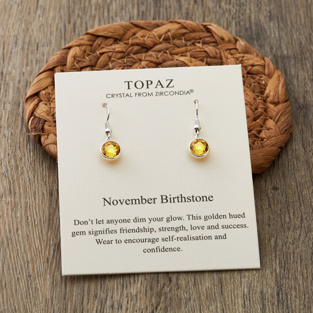November Birthstone Drop Earrings Created with Topaz - Etsy.de