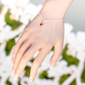 Red Garnet Crystal Charm Bracelet, Gold or Silver, Adjustable Chain - Etsy