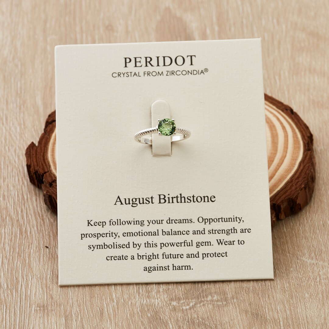August Adjustable Birthstone Ring Created With Peridot Zircondia ...