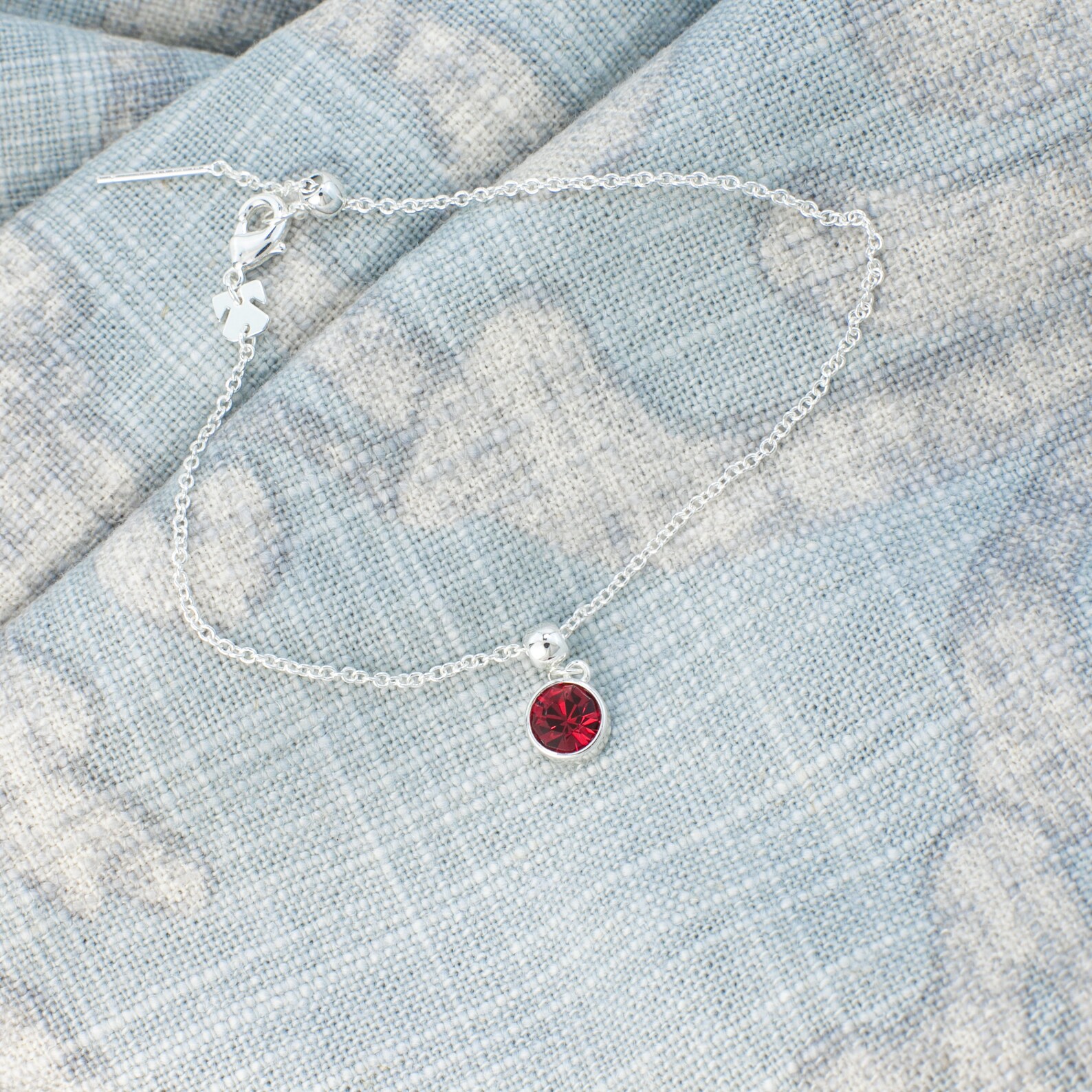 Red Garnet Crystal Charm Bracelet, Gold or Silver, Adjustable Chain - Etsy