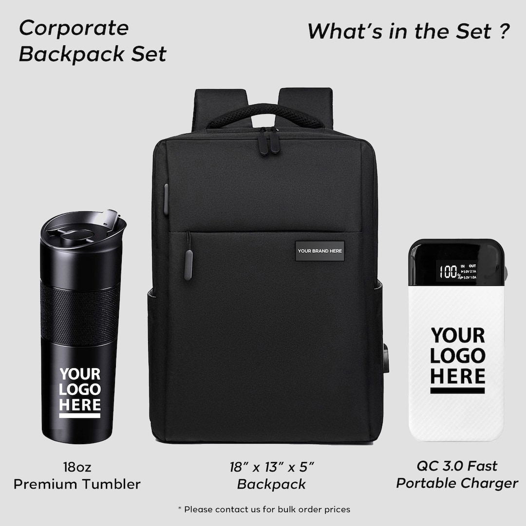 Personalized Company Logo Backpack Gift Set, Custom Backpack Gift Box ...