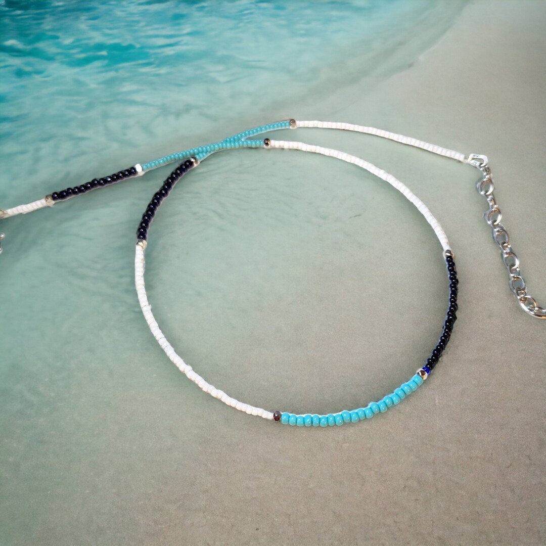 Tiny Seed Bead Choker Necklace Surf Style Choker Necklace Czech Seed ...