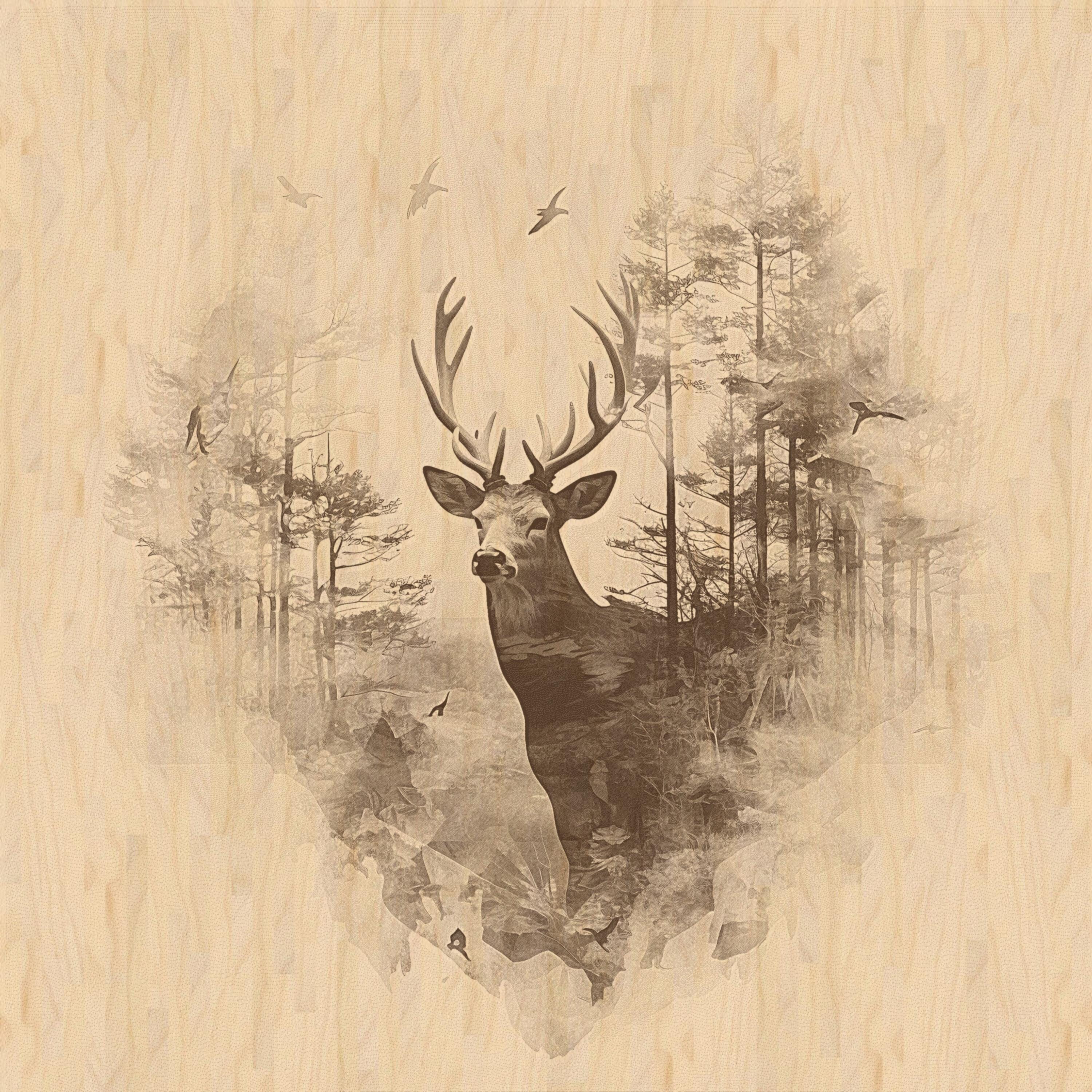 Laser Engraving Digital Download. Buck, Forest, Double Exposure, Laser ...