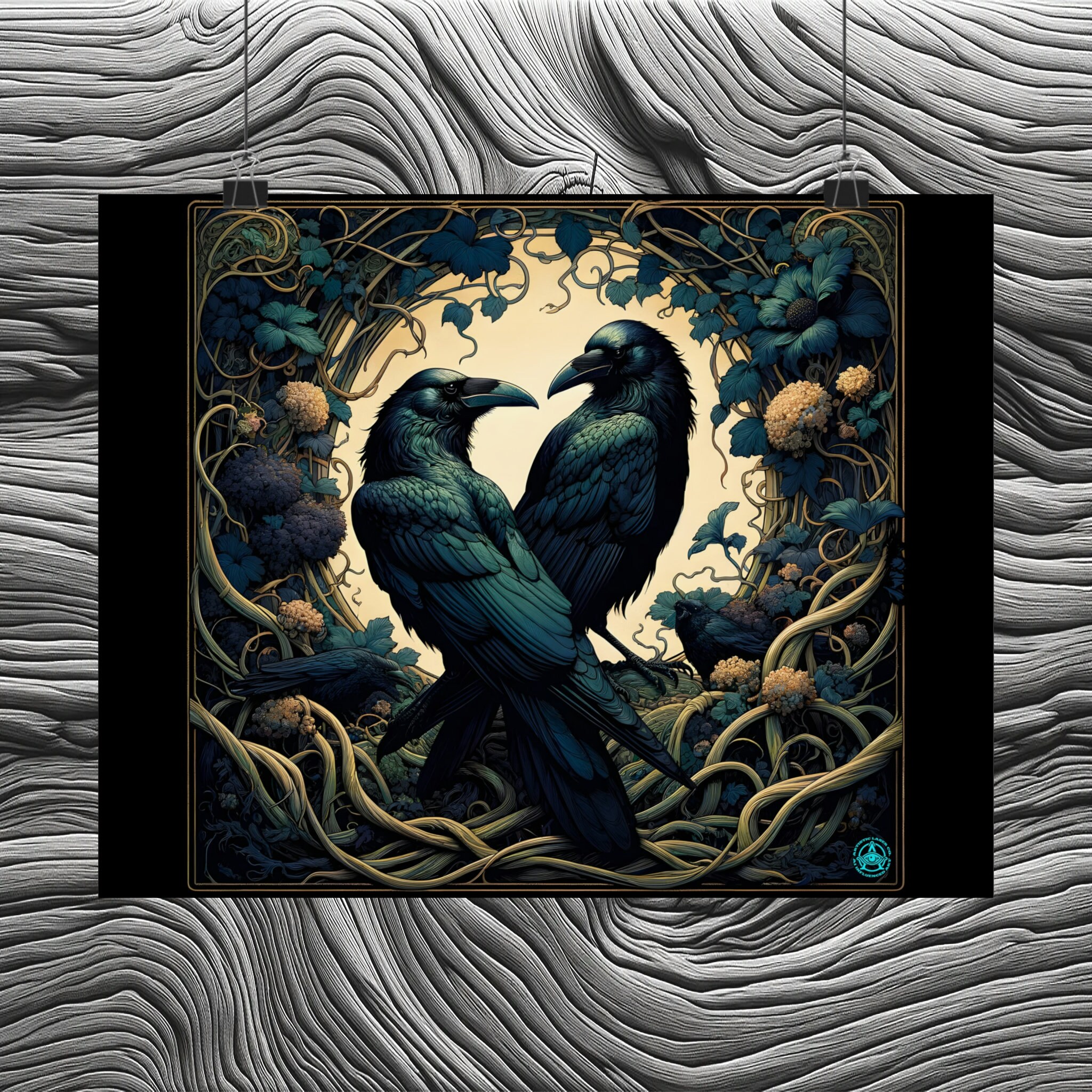 Midnight Lovers - Art Nouveau Raven Poster - Etsy