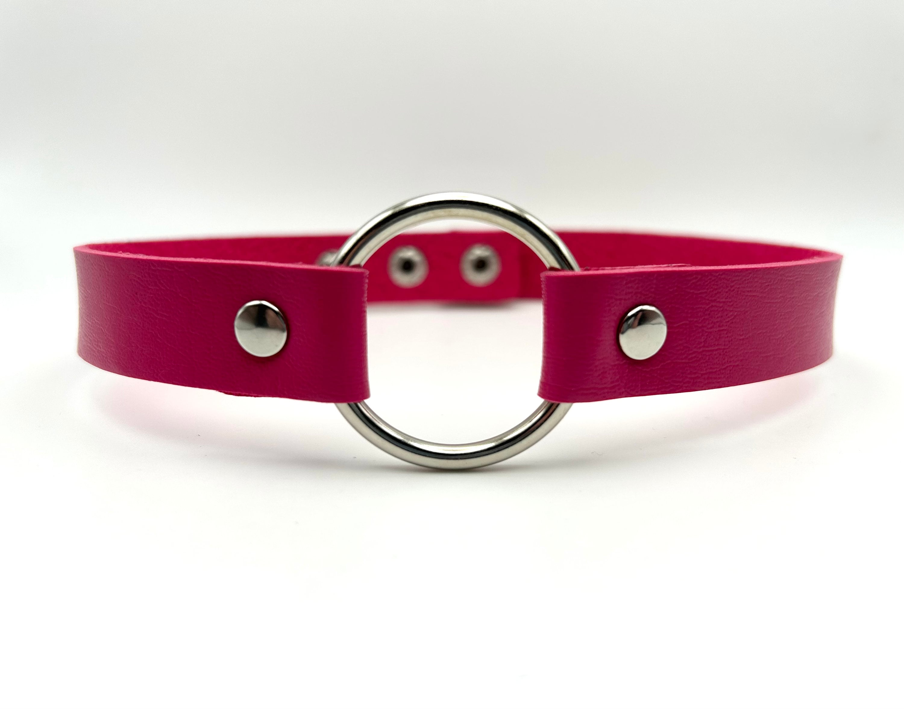 Pink O-ring Style Faux Leather Choker - Etsy