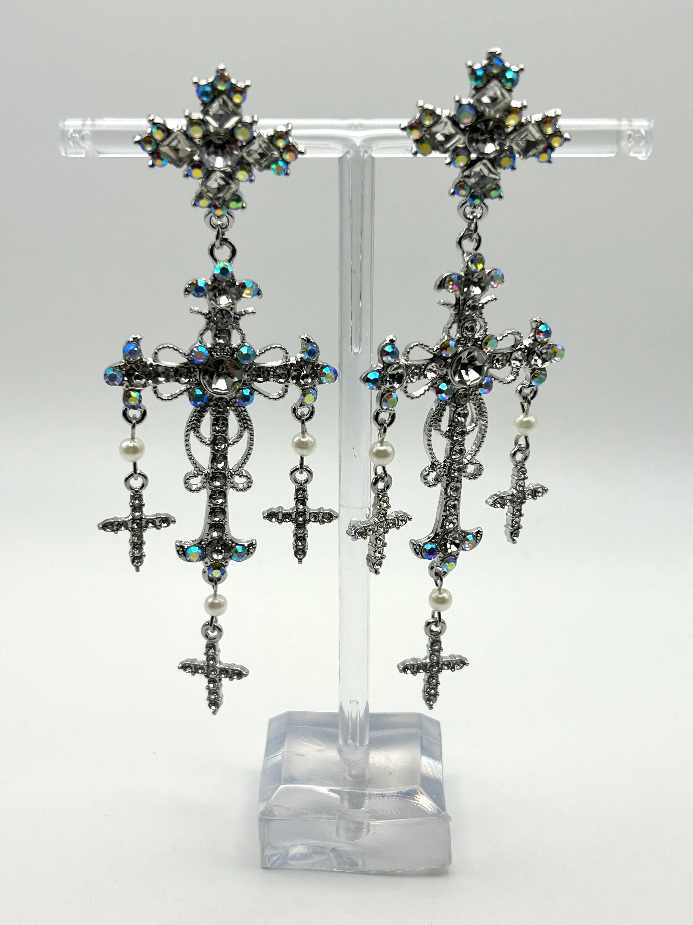 Gyaru Y2K Extravagant Cross Earrings - Etsy