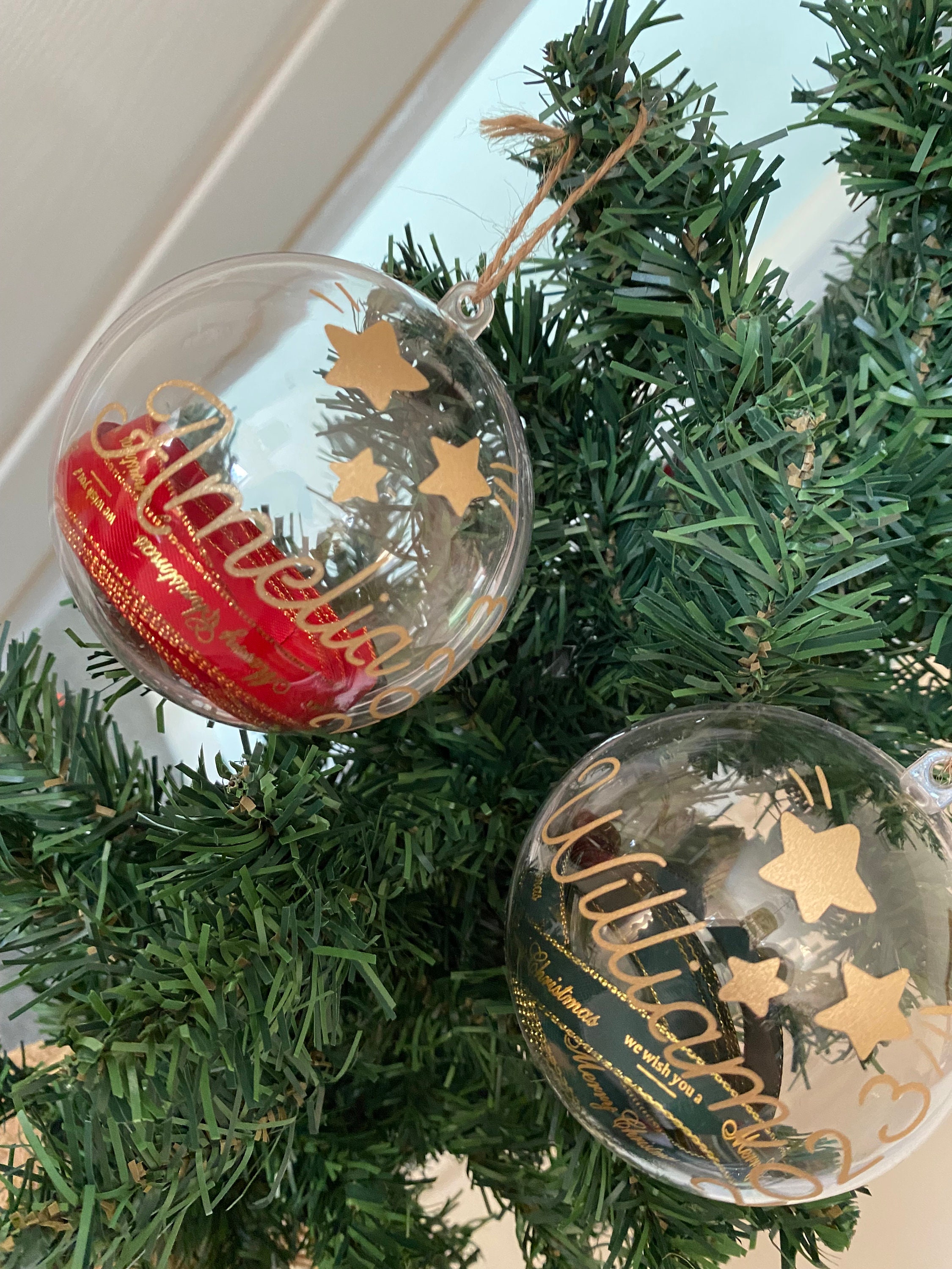 3 Personalised Height Ribbon Baubles 2024 - Etsy UK