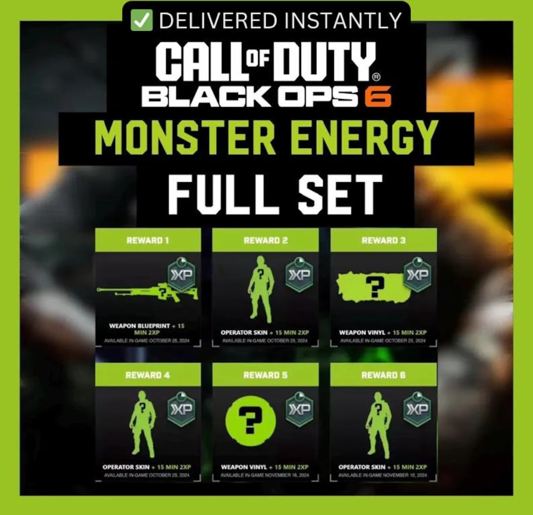 Call of Duty Black Ops 6 BO6 Monster Energy Full Set COD GLOBAL ...
