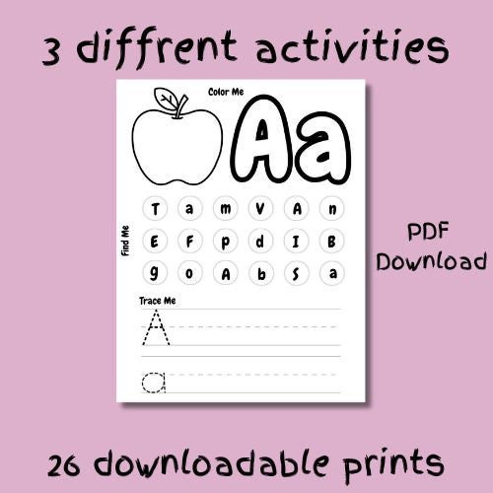 Downloadable and Printable Alphabet Letters Worksheets A-Z, Preschool ...