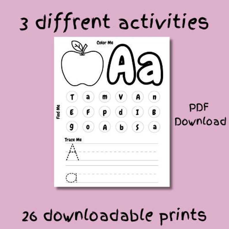 Downloadable and Printable Alphabet Letters Worksheets A-Z, Preschool ...