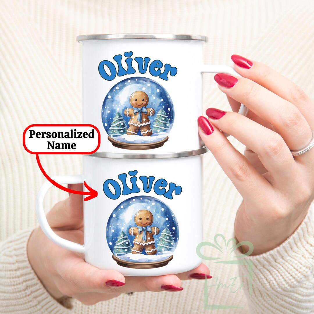 Personalized Gingerbread Man Christmas Cocoa Mug Gift, Child Snow Globe ...