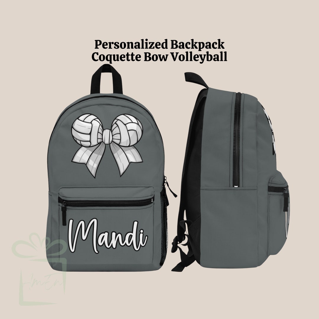 Personalized Name Coquette Bow Volleyball Sports Backpack Lunch Bag Set ...