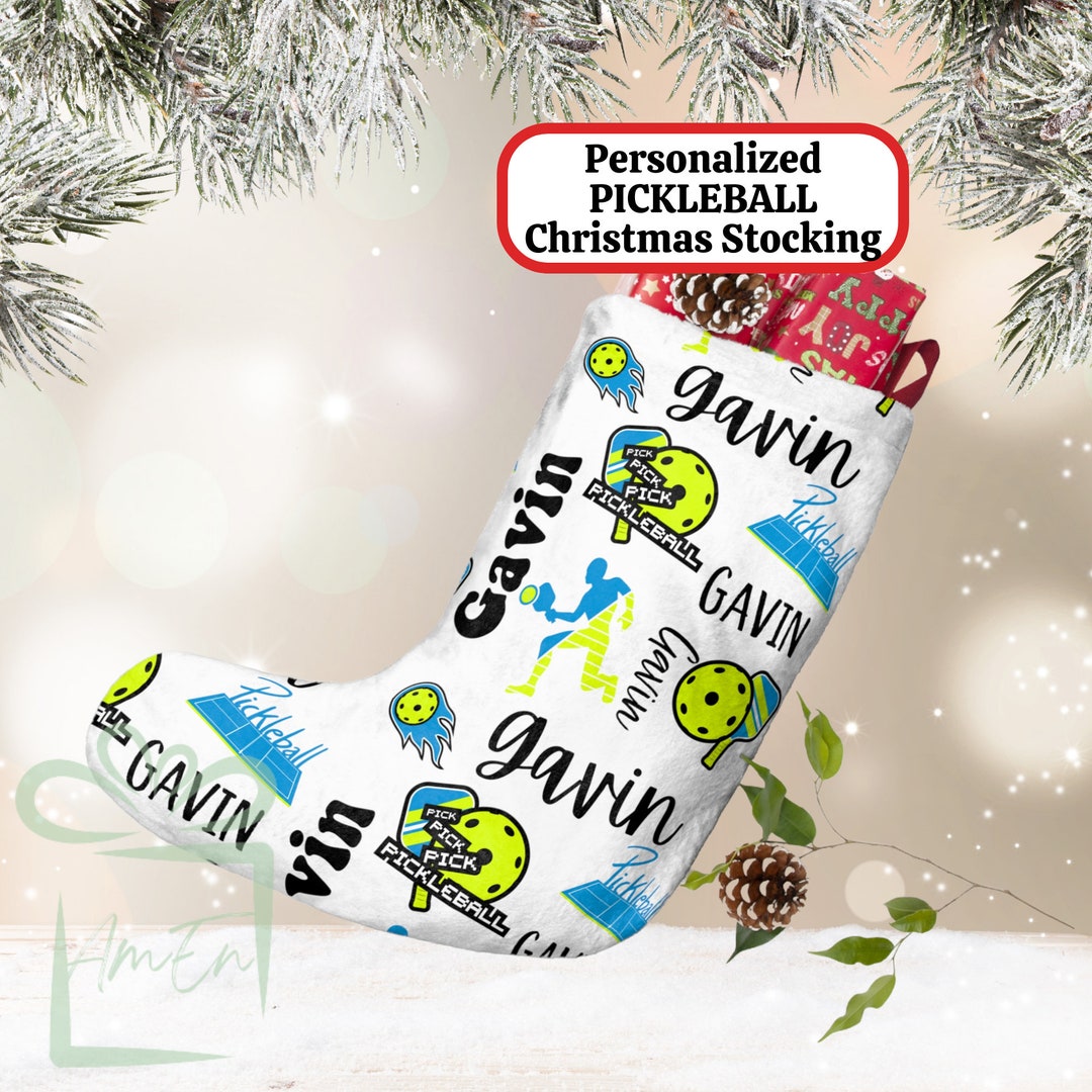 Personalized Name Pickleball Christmas Stocking, Custom Pickle Ball ...
