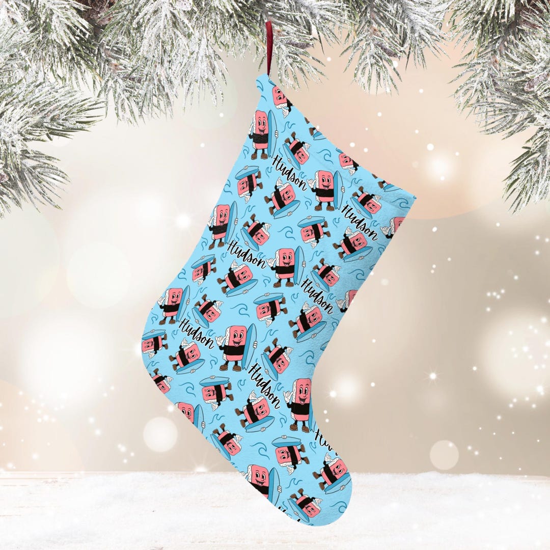 Personalized Spam Musubi Surfer Christmas Stocking Gift, Large Plush ...