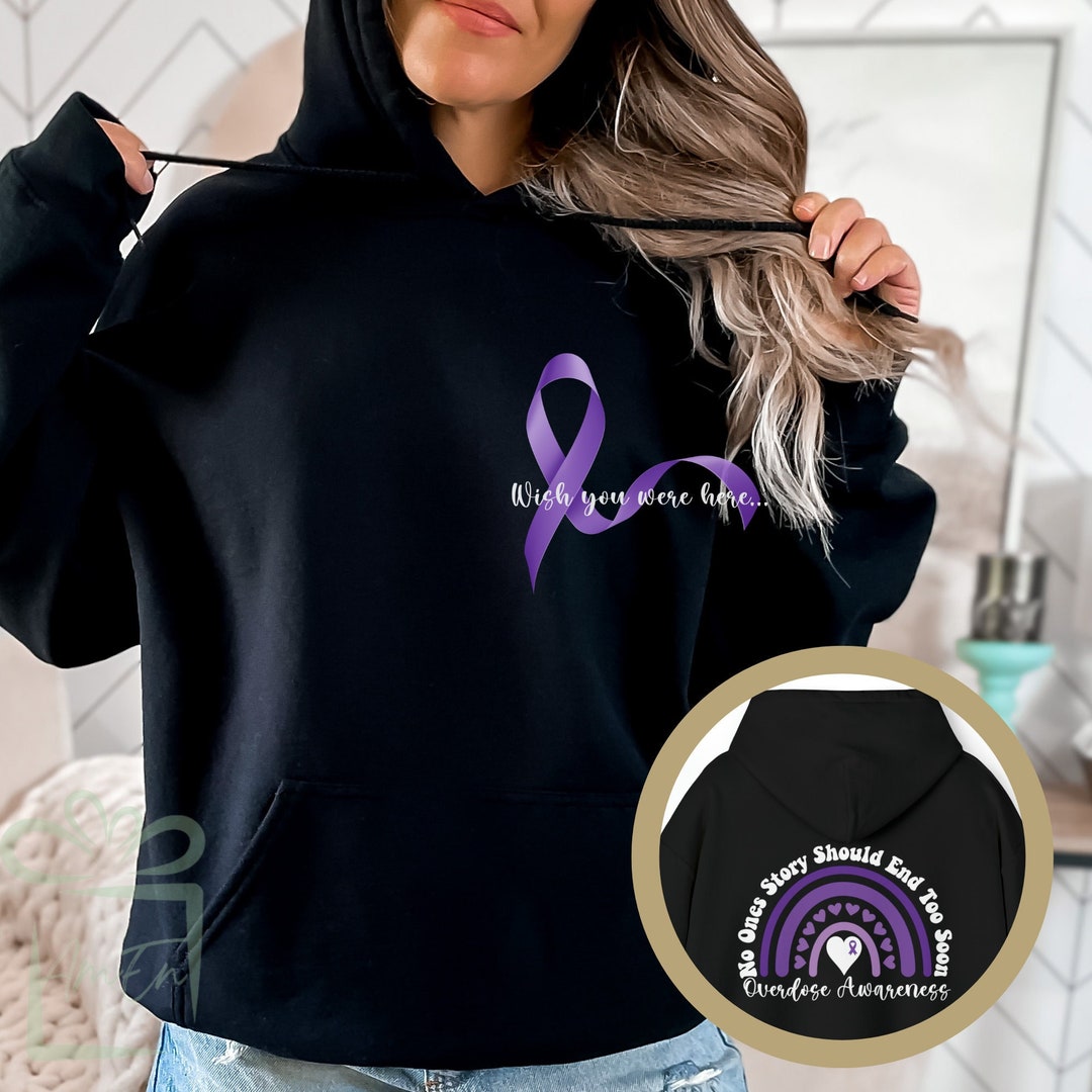 Overdose Awareness Hoodie, Purple Ribbon Sweatshirt for Overdose ...