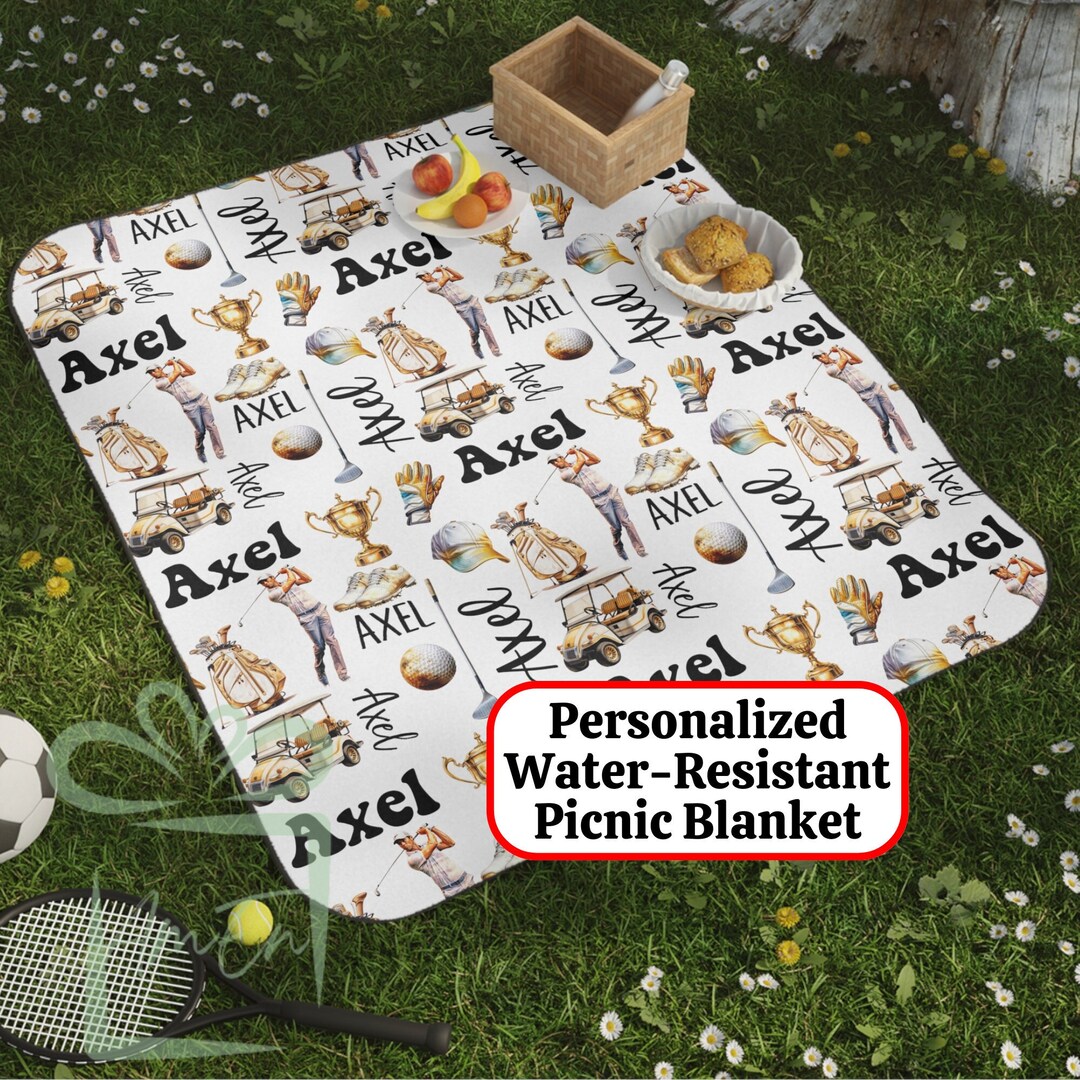 Personalized Golfing Picnic Playmat Blanket, Custom Name Sport Golf ...