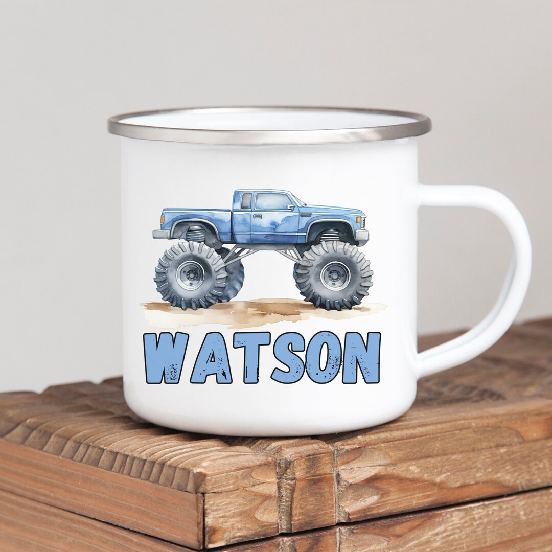Custom Monster Truck Kid Cocoa Mug Gift, Lifted Truck Toddler Stocking ...