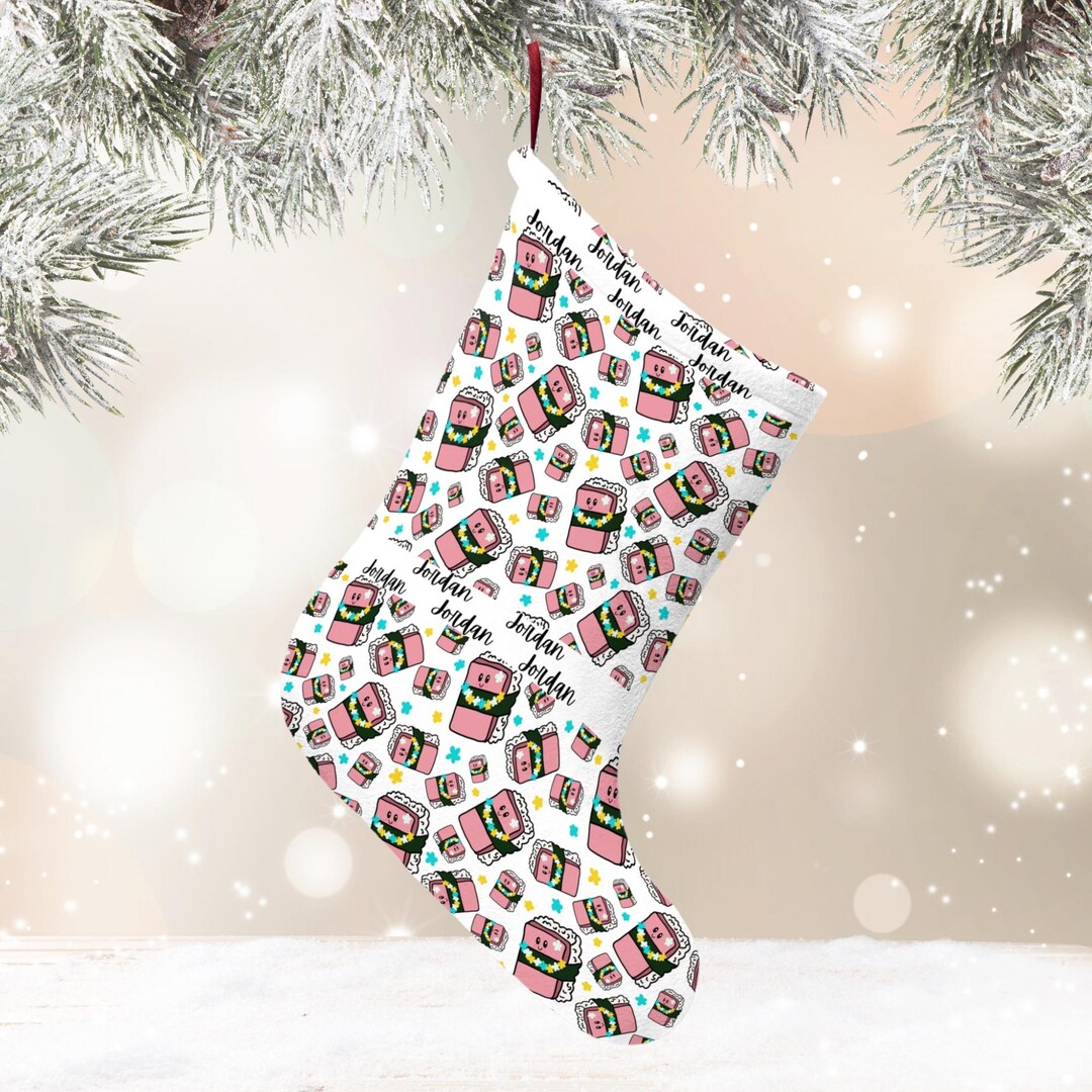 Personalized Spam Musubi Christmas Stocking Gift, Large Custom Name ...