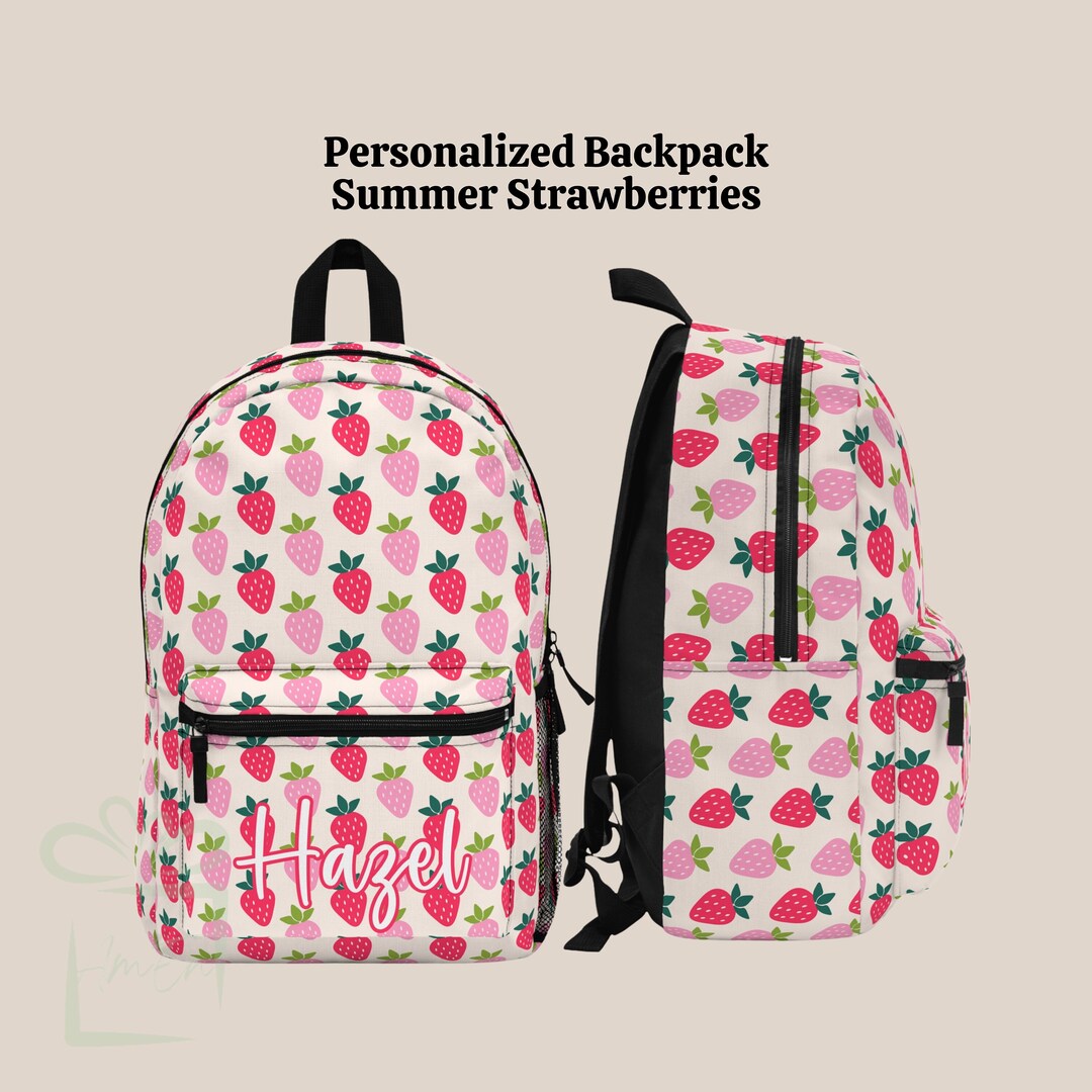 Personalized Summer Strawberries Backpack Lunch Bag Tumbler Set, Fruit ...