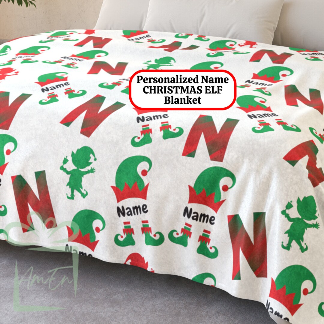Custom Name Elf Christmas Blanket, Personalized Elves Xmas Minky Fleece ...