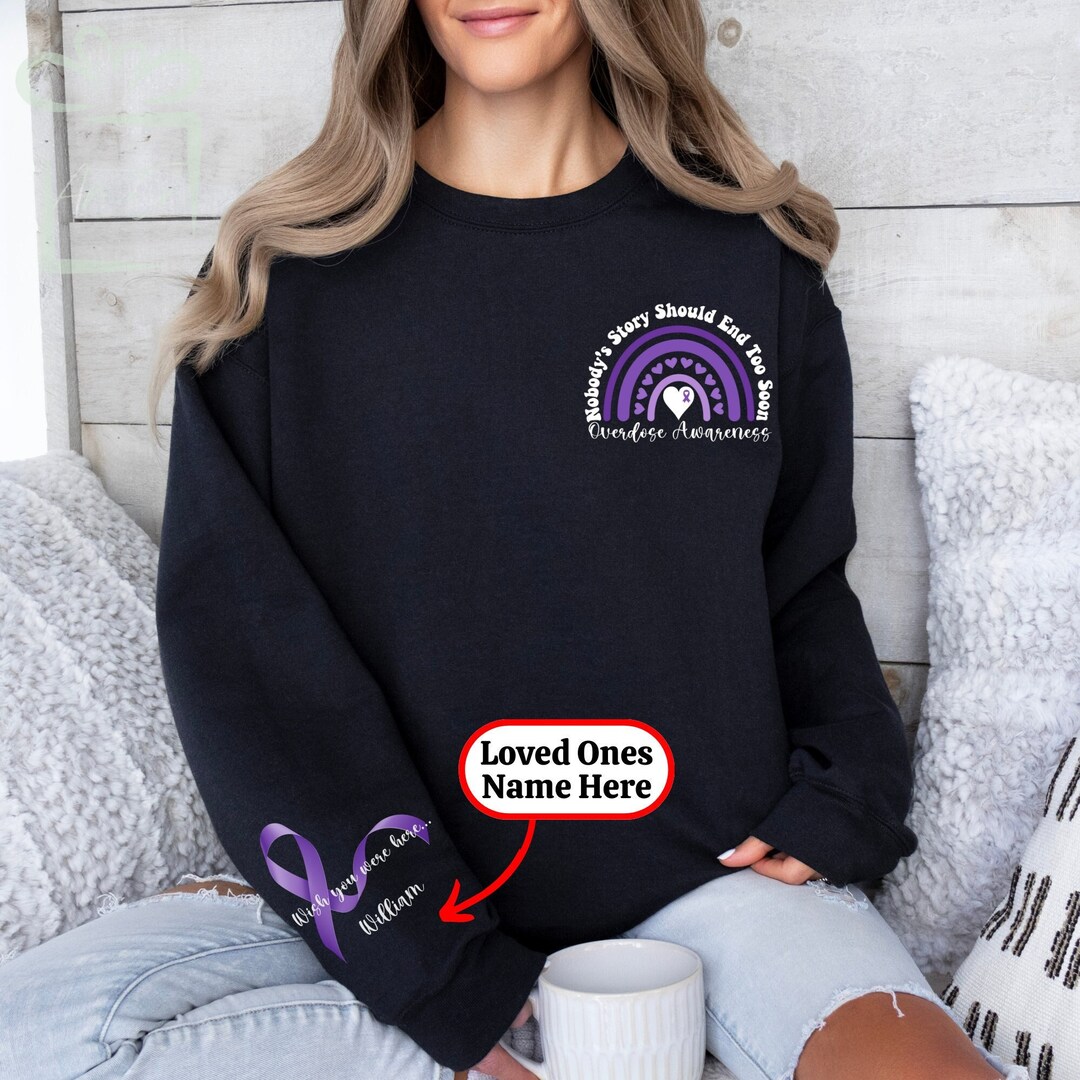 Personalized Overdose Awareness Memorial Sweatshirt Gift, Purple Ribbon ...