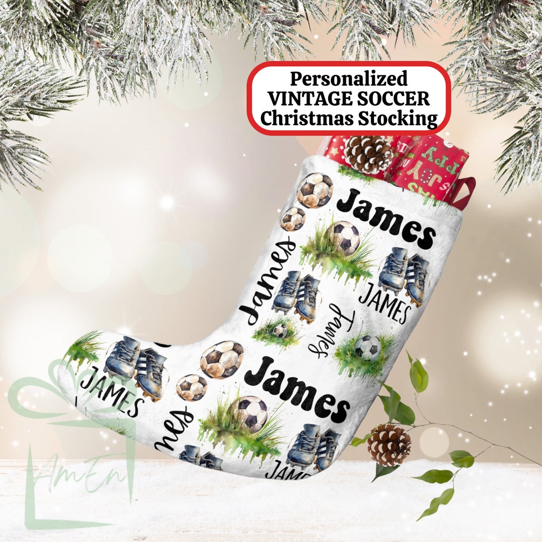 Personalized Name Soccer Ball Christmas Stocking, Custom Boy Sport ...