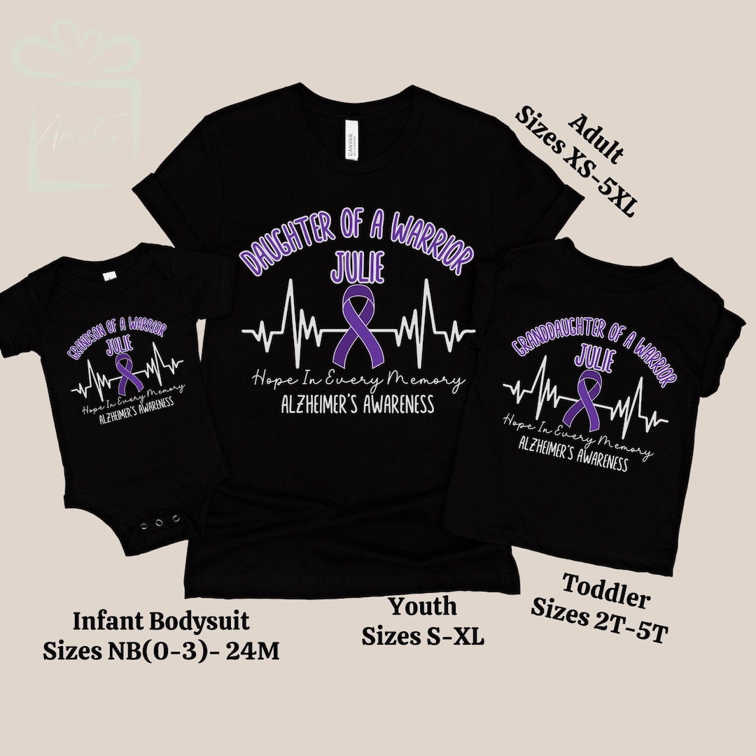 Personalized Dementia Family Group Shirts, Purple Ribbon Alzheimer's ...