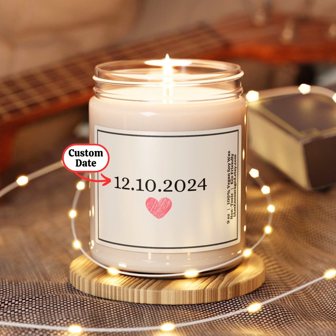 Custom Engaged Date Candle Gift, Wedding Date Favors, Gift for Wife ...