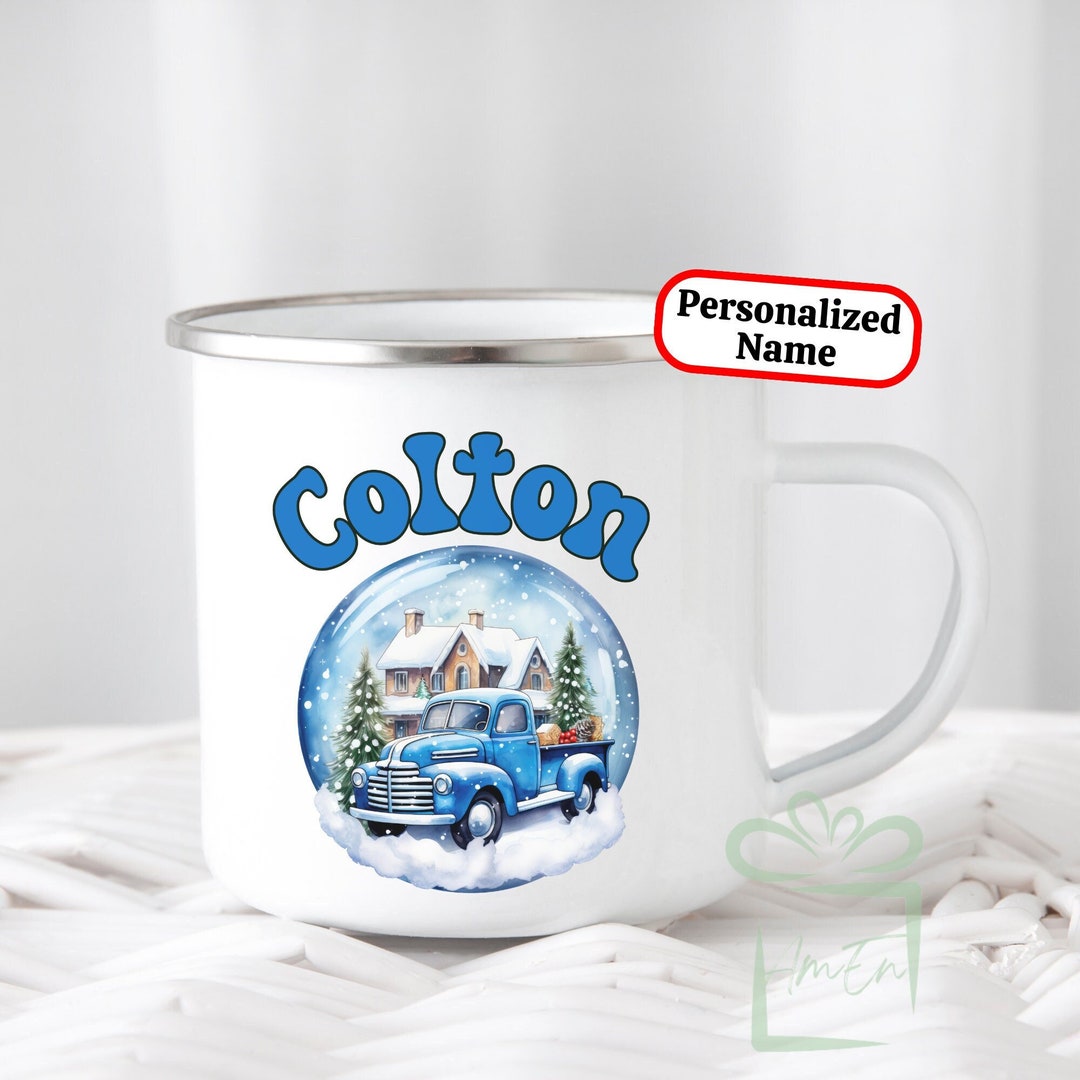 Custom Retro Snow Globe Truck Kids Hot Cocoa Mug Gift, Christmas ...